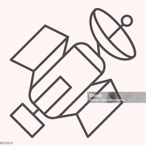 위성 가는 선 아이콘입니다 강한 연결 안테나가있는 공간을위한 통신 장치 천문학 벡터 디자인 개념 흰색 배경에 윤곽 스타일 그림 웹 및 응용 프로그램에 사용 Eps 10 0
