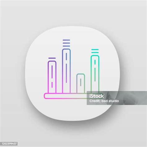 막대 그래프 응용 프로그램 아이콘입니다 다이어그램 선 그래프 통계 데이터 시각화 정보의 상징적 표현 Ui Ux 사용자 인터페이스 웹 또는 모바일 응용 프로그램입니다 벡터