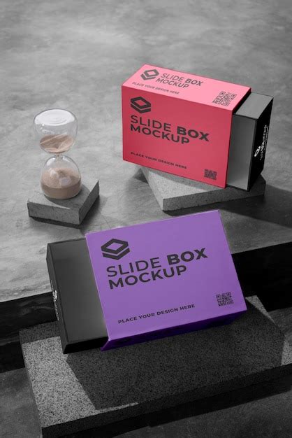 Premium Psd Slide Box Mock Up Design With Concrete Background