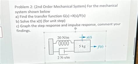 Solved Problem 2 2nd Order Mechanical System For The Chegg Com