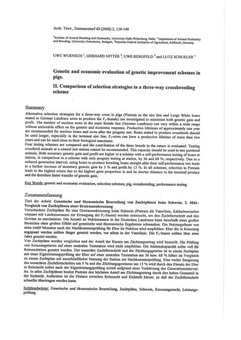 Pdf Genetic And Economic Evaluation Of Genetic Improvement Schemes In