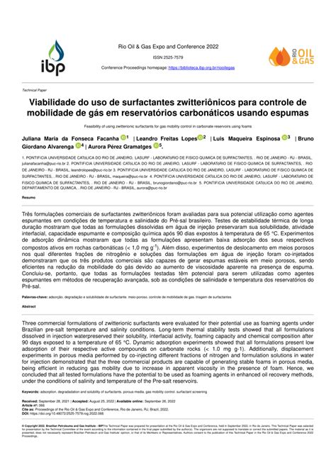 Pdf Feasibility Of Using Zwitterionic Surfactants For Gas Mobility Control In Carbonate