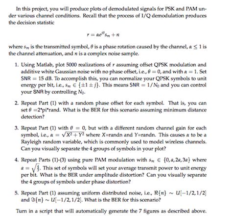 Produce Plots Of Demodulated Signals For Psk And Pam