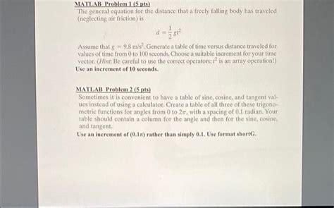 solved matlab problem 1 5 pts the general equation for the