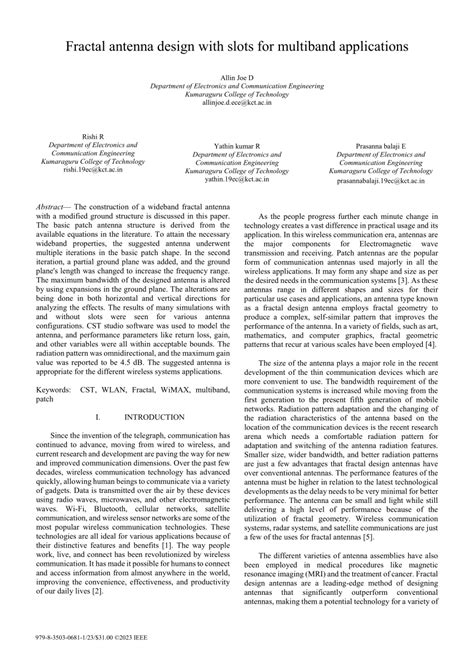 Pdf Fractal Antenna Design With Slots For Multiband Applications