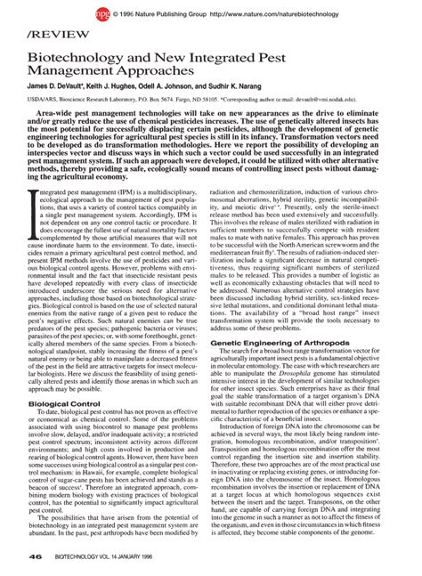 PDF Biotechnology And New Integrated Pest Management Approaches
