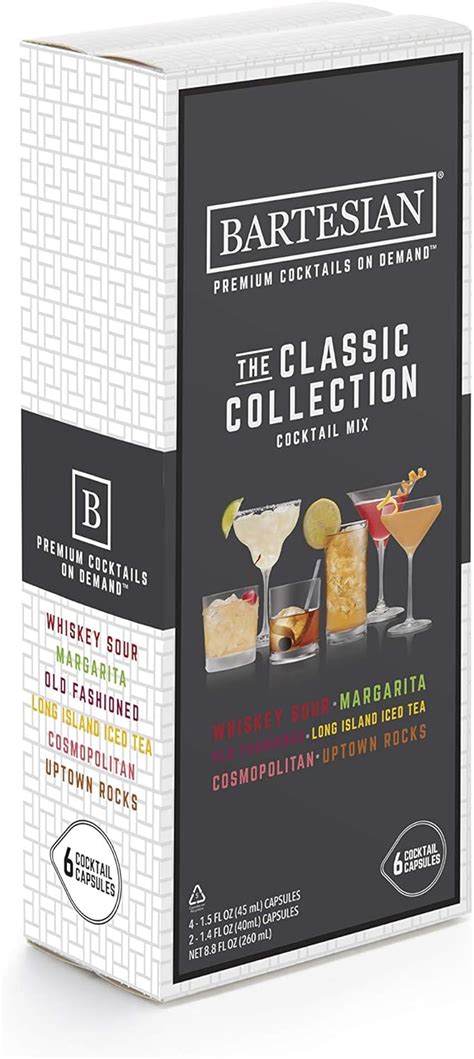 Bartesian Cocktail Mixer Capsules The Classic Collection 6 Pack