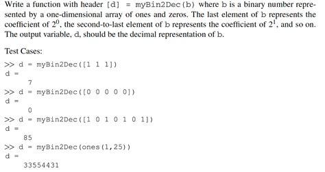 Solved Write A Function With Header D Mybin2dec B