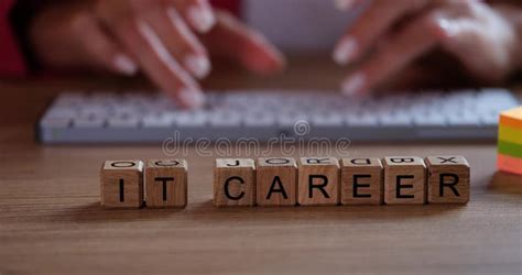 Businesswoman Uses Computer Typing On Keyboard Text It Career Stock