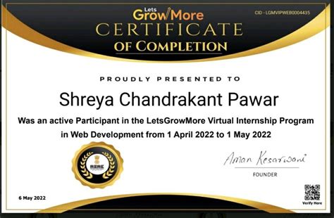 Shreya Pawar On Linkedin Connections Internship Letsgrowmore Amankesarwani Webdevelopment