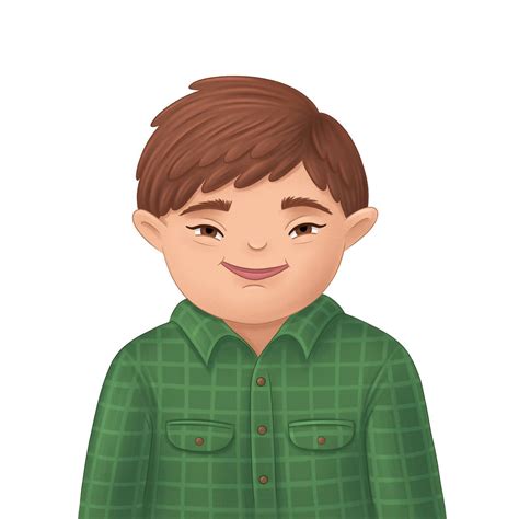 Иллюстрация Портрет мальчика с синдромом дауна в стиле детский