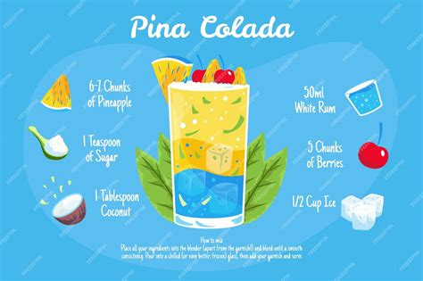 피나 콜라다 칵테일 레시피 그림 무료 벡터