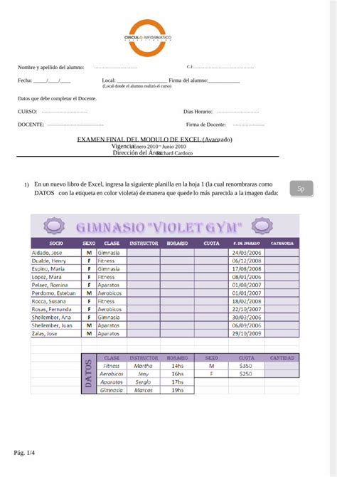 PDF Examen De Excel DOKUMEN TIPS