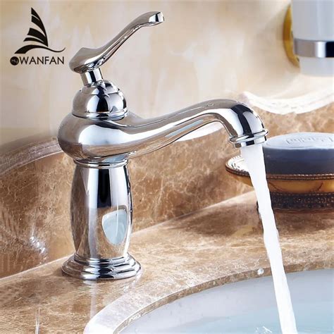 Basin Faucet Brass Chrome Silver Bathroom Sink Faucet Single Handle