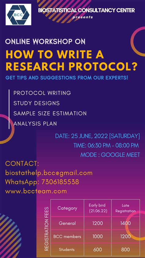 ONLINE WORKSHOP ON HOW TO WRITE A RESEARCH PROTOCOL BCCTEAM