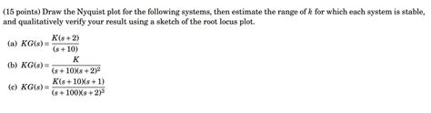 solved 15 points draw the nyquist plot for the following