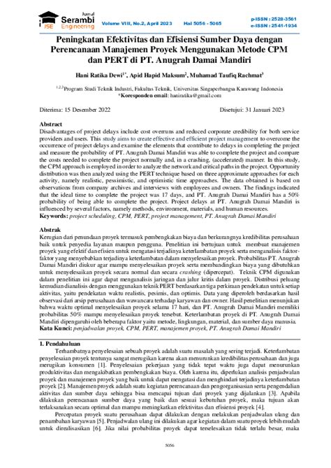 Pdf Peningkatan Efektivitas Dan Efisiensi Sumber Daya Dengan Melakukan Perencanaan Manajemen
