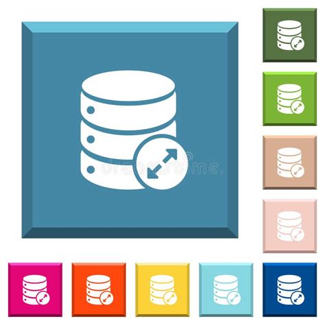 Expand Database White Icons On Edged Square Buttons Stock Vector Illustration Of Tiled Query