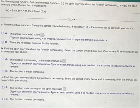Solved For The Following Function Find A The Critical