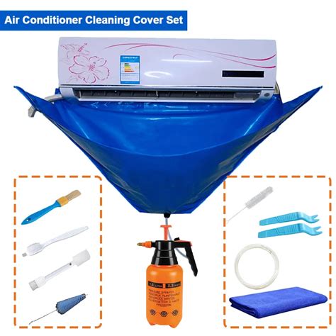 에어컨 청소 커버 세트 방수 가방 세척 도구 브러시 필터 청소 스프레이 115cm 이하 먼지 보호 키트 Aliexpress