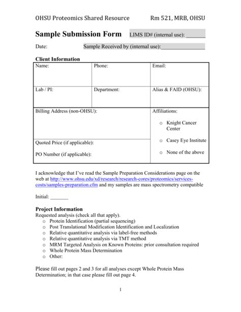 Sample Intake Form