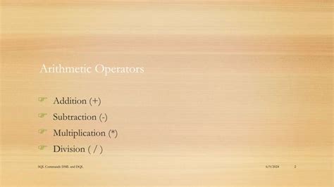 Database Management System Sql Operators Ppt Free Download