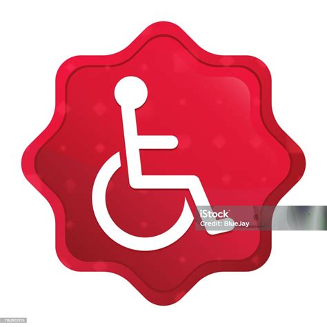 휠체어 핸디캡 아이콘 안개 장미 빨간 스타 버스트 스티커 버튼 건강관리와 의술에 대한 스톡 벡터 아트 및 기타 이미지 건강관리와 의술 경사로 교육 강좌 Istock