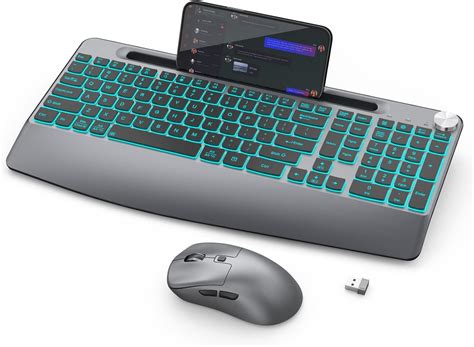 Gamcatz Wireless Backlit Keyboard And Mouse Rechargeable Ergonomic Keyboard Combo Wrist Rest And