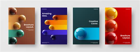 프리미엄 회사 Id 벡터 디자인 컨셉 번들 여러 가지 색의 3d 구 소책자 레이아웃 세트입니다 A4 용지에 대한 스톡 벡터 아트 및 기타 이미지 Istock
