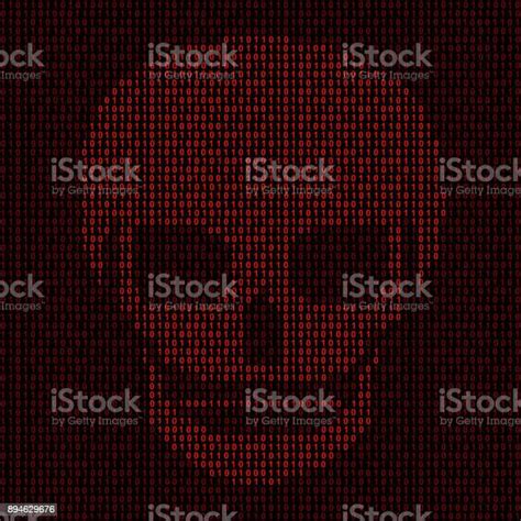 hacking system abstract luminous skull of red color from programming