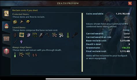 Death Cost Calculation Bug Mobile Rrunescape