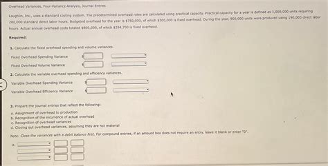 Solved Overhead Variances Four Variance Analysis Journal