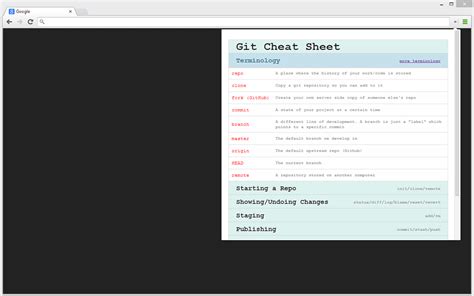Github Bradvingit Cheat Sheet Chrome Extension Handy Git Cheat Sheet For Easy Access To