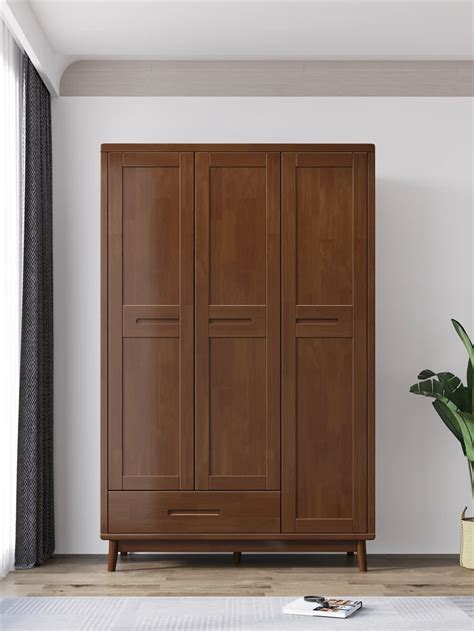 북유럽 단단한 나무 옷장 통나무 조립 가정 침실 옷장 보관 캐비닛