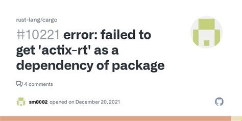 Error Failed To Get Actix Rt As A Dependency Of Package · Issue