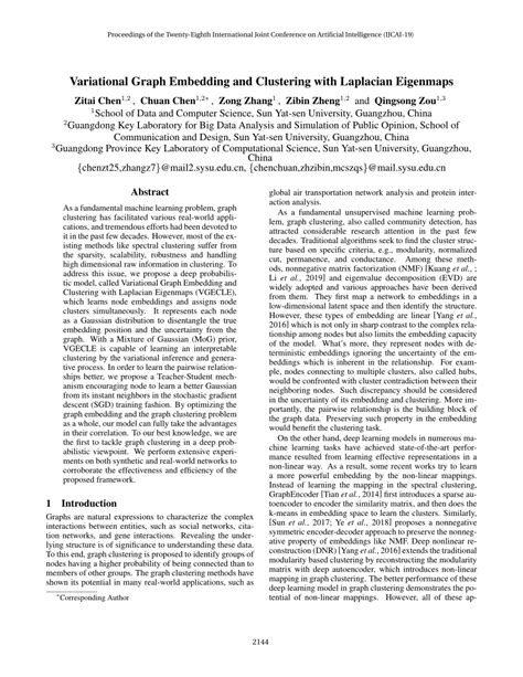 Pdf Variational Graph Embedding And Clustering With Laplacian Eigenmaps