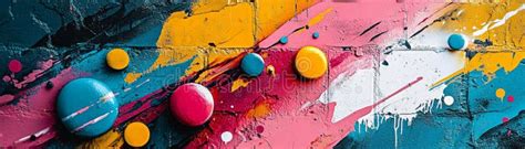 Abstract Art With Colorful Paint Blobs On A Textured Background Creating A Vibrant And Dynamic