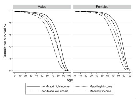 Cumulative Survival Probability For Ethnicity By Income And By Sex 2001 Download Scientific