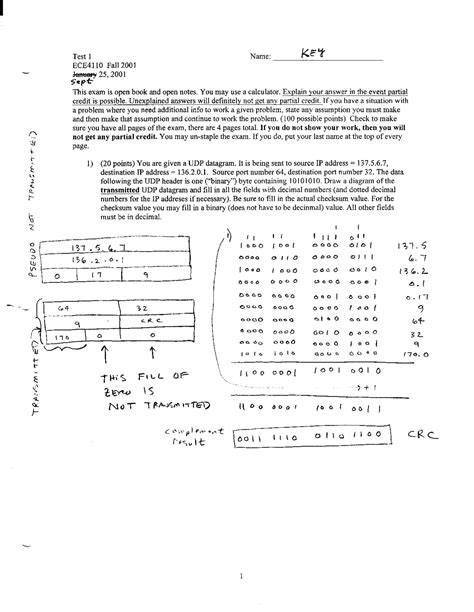 Test 1 With Solutions For Internetwork Programming Fall 2001 Ece