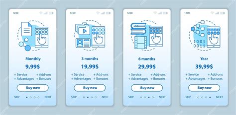 Premium Vector Subscription Prices Onboarding Mobile App Screens
