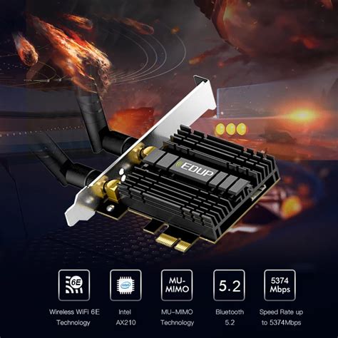 Edup Wifi6e Intel Ax210 Pcie Wifi Adapter 5374mbps Bluetooth5 2 Wifi
