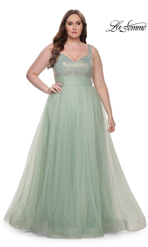 Plus Size Long Prom Dress With Beads Promgirl