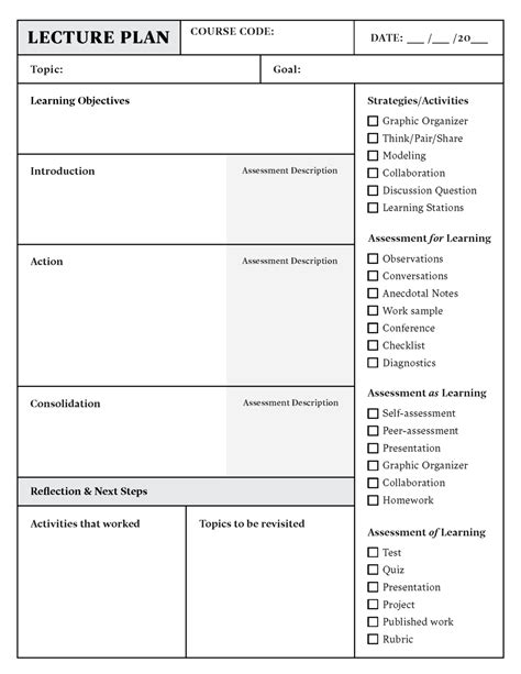 Project Based Lesson Plan Template