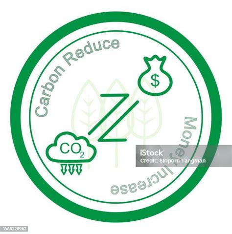 탄소 배출권 개념 로고 Co2는 돈 증가를 줄입니다 배출 제한 아이디어 온실 가스 감축 규제 벡터 일러스트 레이 션 플랫 클립 아트 이산화탄소 감소 0에 대한 스톡 벡터