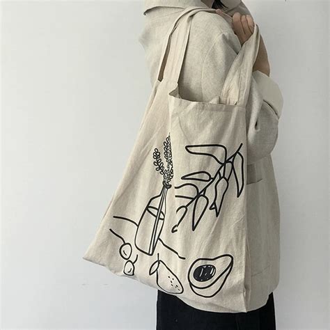 에코 친화적 인 리넨 패브릭 핸드백 여자 재사용 가능한 대용량 쇼핑 가방 2022 여성 틴 에이저 한국어 스타일 귀여운 탑 핸들 가방숄더 백 Aliexpress