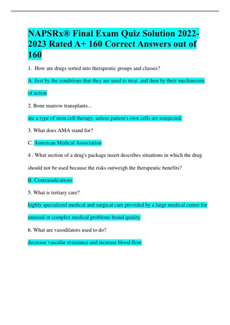 Napsr Final Exam Answers Spring 2023 Revised Attempt Score 160 Out Of 160 Point Napsrx