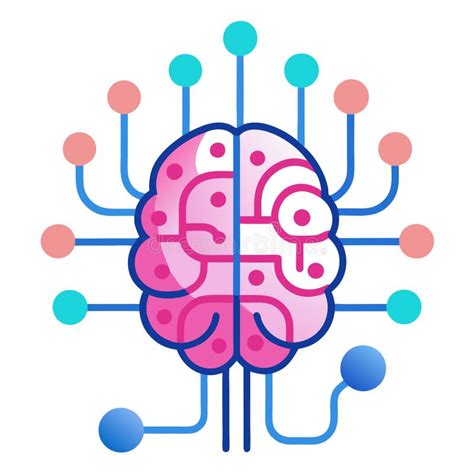 Artificial Intelligence Brain Connected To Network Machine Learning Icon Concept Stock Vector