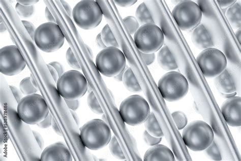 Silvery Crystal Lattice Scientific Concept Molecular Art Concept Crystal Lattice With Spheres