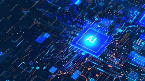 기술에 대한 회로판 Ai 배경 파란색 배경 반도체 또는 Cpu 프로세서 추상적인 디지털 낮은 폴리 와이어 프레임 일러스트레이션 프리미엄 Ai 생성 이미지