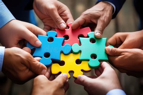 Group Of People Collaboratively Holding Puzzle Piece Together Puzzle Business Hands And Group